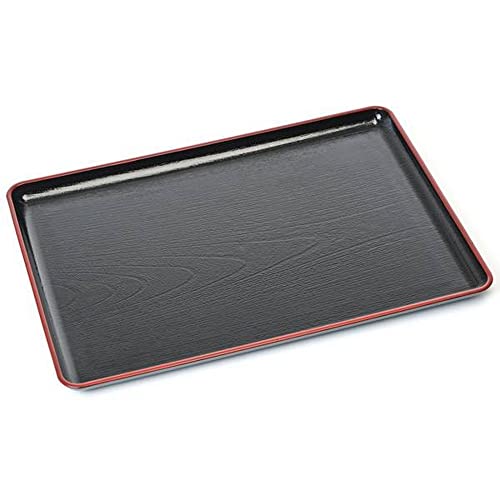 JapanBargain 4127, Large Japanese Serving Tay Plastic Lacquered Tray for Eating Tea Serving Tray Ottoman Coffee Table Tray TV Tray Butler Tray, Black and Red Color, Made in Japan, 19x14-1/2 inch