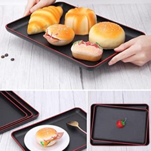 JapanBargain 4127, Large Japanese Serving Tay Plastic Lacquered Tray for Eating Tea Serving Tray Ottoman Coffee Table Tray TV Tray Butler Tray, Black and Red Color, Made in Japan, 19x14-1/2 inch