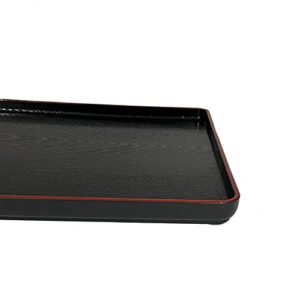 JapanBargain 4127, Large Japanese Serving Tay Plastic Lacquered Tray for Eating Tea Serving Tray Ottoman Coffee Table Tray TV Tray Butler Tray, Black and Red Color, Made in Japan, 19x14-1/2 inch