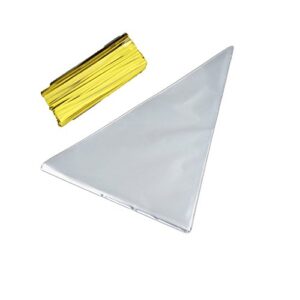 GOETOR Cone Bag 100 PCS Clear Cello Treat Bags Gift Wrap Cellophane Bags 7 x15 Inch Triangle Goody Bags with Twist Ties for Favor Christmas Popcorn Candies Handmad