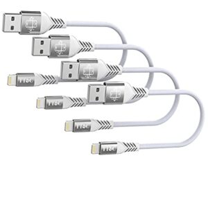 TT&C Short iPhone Lightning Cable 6 inch Charger Sync and Charging Data Cord for iPhone 14/14 Pro/ 14 Pro Max/ 13/13 Pro / 12/11/ Xs/Xs Max/Xr/X/ 8 Plus/iPad - White 4Pack