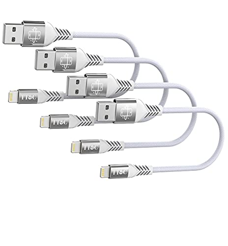 TT&C Short iPhone Lightning Cable 6 inch Charger Sync and Charging Data Cord for iPhone 14/14 Pro/ 14 Pro Max/ 13/13 Pro / 12/11/ Xs/Xs Max/Xr/X/ 8 Plus/iPad - White 4Pack