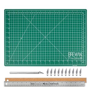 wa portman craft cutting mat metal ruler & craft knife set - 24x36 inch self healing craft cutting mat - hobby knife set - 10 crafting knife blades - 36 inch cork-backed ruler - precision knife set