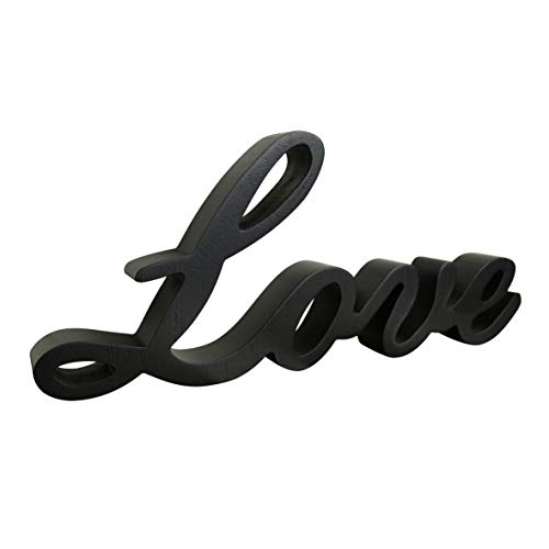 CVHOMEDECO. Black Wooden Words Sign Free Standing Love Desk/Shelf/Home Wall/Office Decoration Art, 10-1/4 x 4-1/2 x 1 Inch