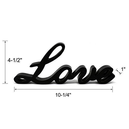 CVHOMEDECO. Black Wooden Words Sign Free Standing Love Desk/Shelf/Home Wall/Office Decoration Art, 10-1/4 x 4-1/2 x 1 Inch