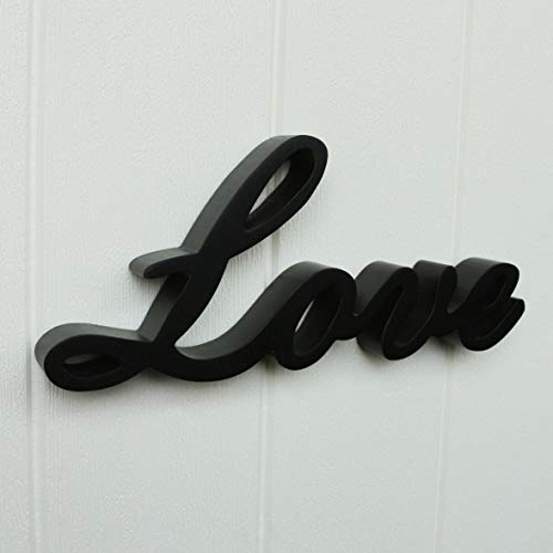 CVHOMEDECO. Black Wooden Words Sign Free Standing Love Desk/Shelf/Home Wall/Office Decoration Art, 10-1/4 x 4-1/2 x 1 Inch