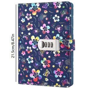 koboome PU Leather Diary with Lock, A5 Size Diary with Combination Lock Digital Password Journal Locking Journal Diary (Multicolor)