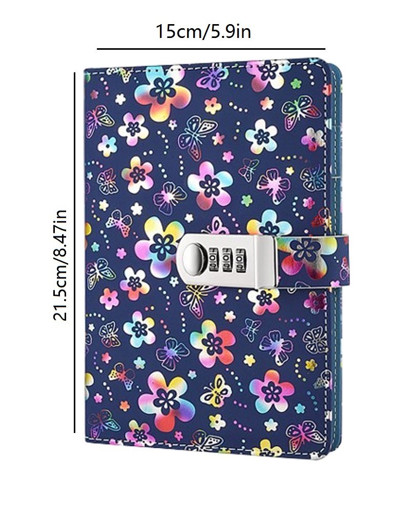 koboome PU Leather Diary with Lock, A5 Size Diary with Combination Lock Digital Password Journal Locking Journal Diary (Multicolor)