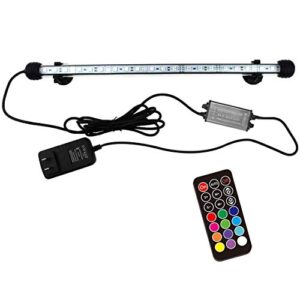 covoart led aquarium light, 15 inches fish tank light rgb color underwater light submersible crystal glass lights, 21 led beads, brightness adjustable memory function