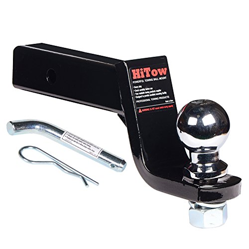 HiTow Trailer Hitch Loaded Ball Mount Class II 4" Drop with 1-7/8" Hitch Ball & 5/8" Pin Kit (GTW 3,500 lbs)