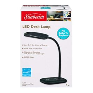 SUNBEAM Flexible Neck LED Desk LAMP Adjustable Light Energy Star Black