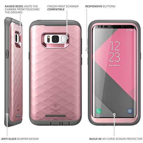 Galaxy S8 Case, Clayco [Hera Series] [Updated Version] Full-Body Rugged Case with Built-in Screen Protector for Samsung Galaxy S8 (2017 Release) (Rosegold)