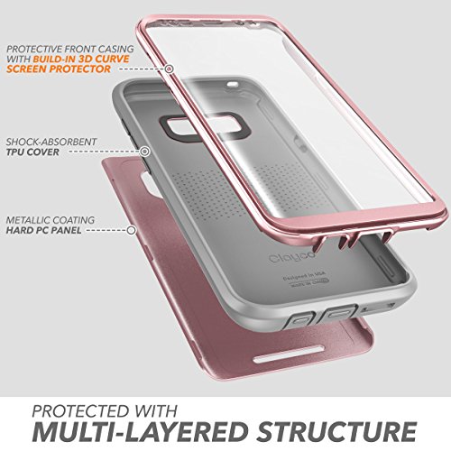 Galaxy S8 Case, Clayco [Hera Series] [Updated Version] Full-Body Rugged Case with Built-in Screen Protector for Samsung Galaxy S8 (2017 Release) (Rosegold)