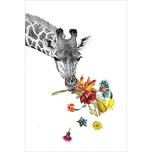 Tree-Free Greetings 12 Pack All Occasion Notecards,Eco Friendly,Made in USA,100% Recycled Paper, 4"x6",Checking in Giraffe (FS56865)