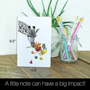 Tree-Free Greetings 12 Pack All Occasion Notecards,Eco Friendly,Made in USA,100% Recycled Paper, 4"x6",Checking in Giraffe (FS56865)