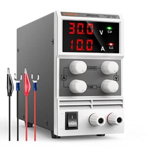 dc power supply adjustable (30v 10a), eventek variable switching regulated digital power supply with alligator leads us power cord (30v 10a)