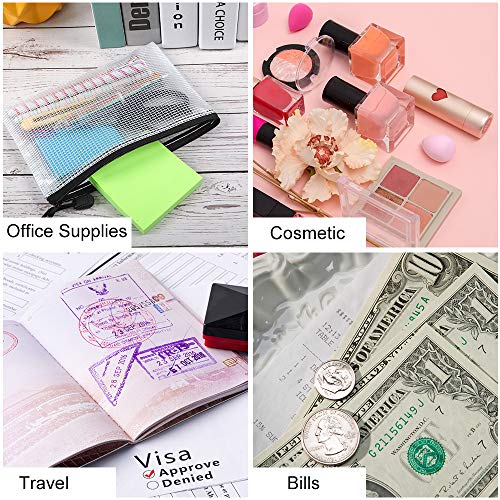 APLANET 14pcs Black Zipper Pouch Zipper File Bags Organizer Folder Mesh File Folders Travel Pouches in 7 Sizes