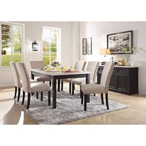 ACME Furniture Nolan Dining Table, White Marble/Salvage Dark Oak