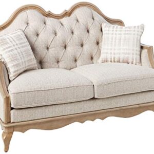 ACME Chelmsford Loveseat w/2 Pillows - 56051 - Beige Fabric & Antique Taupe