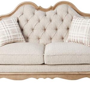 ACME Chelmsford Loveseat w/2 Pillows - 56051 - Beige Fabric & Antique Taupe