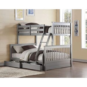 acme furniture haley ii storage bunk bed, twin over full, gray