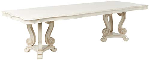 ACME Furniture Ragenardus Double Pedestal Dining Table, Antique White