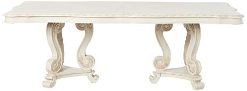 ACME Furniture Ragenardus Double Pedestal Dining Table, Antique White