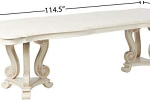 ACME Furniture Ragenardus Double Pedestal Dining Table, Antique White