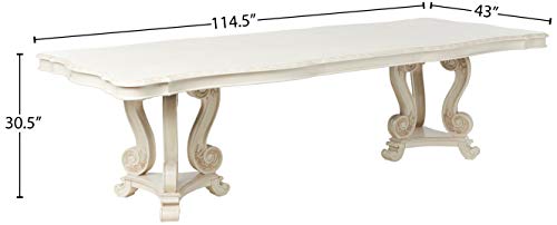 ACME Furniture Ragenardus Double Pedestal Dining Table, Antique White