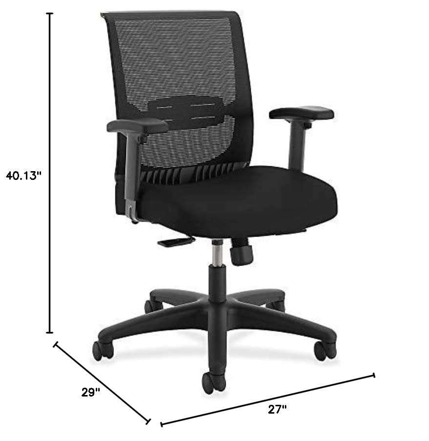 HON Convergence Mesh Back Task Chair with Height-Adjustable Arms, in Black