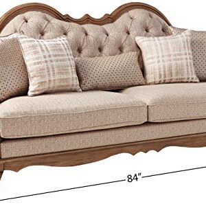 ACME Chelmsford Sofa w/5 Pillows - 56050 - Beige Fabric & Antique Taupe