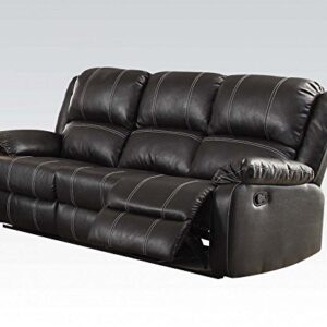 ACME FURNITURE Zuriel Black Faux Leather Reclining Sofa