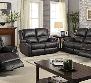 ACME FURNITURE Zuriel Black Faux Leather Reclining Sofa