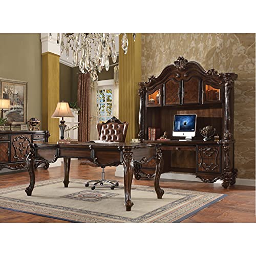 ACME Versailles Executive Chair w/Swivel & Lift - 92282 - 2-Tone Light Brown PU & Cherry Oak