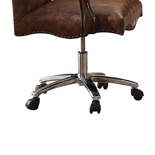 ACME Versailles Executive Chair w/Swivel & Lift - 92282 - 2-Tone Light Brown PU & Cherry Oak