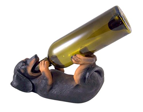 DWK "Weenie Wino Dachshund Decorative Table Top Wine Bottle Holder | Home Bar Decor | Wine Accessories for a Wine Bar | Kitchen Organization | Great Gifts for Her - 11"