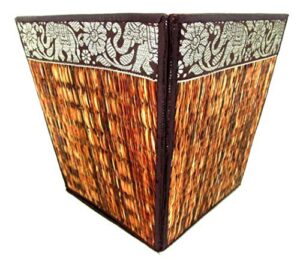 blue orchid small basket decorative - foldable thai elephant handwoven eco friendly - natural straw bin storage for shelf, desk, bathroom, office - 8 x 8 inches (brown)