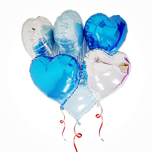 AZOWA Blue Heart Balloons 18 inch Heart Shaped Foil Mylar Balloon Pack of 30