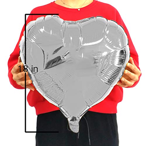 AZOWA Blue Heart Balloons 18 inch Heart Shaped Foil Mylar Balloon Pack of 30