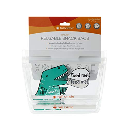 Full Circle ZipTuck Reusable Bag, Snack Set, Dinosaur