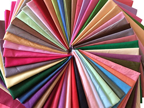 longshine-us 25pcs Solid Colors Premium Cotton Craft Fabric Bundle Squares Patchwork Lint DIY Sewing Scrapbooking Quilting Dot Pattern Artcraft (10" x 10")