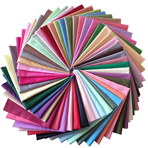 longshine-us 25pcs Solid Colors Premium Cotton Craft Fabric Bundle Squares Patchwork Lint DIY Sewing Scrapbooking Quilting Dot Pattern Artcraft (10" x 10")