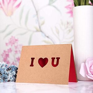 Romantic Die Cut Greeting Cards with Envelopes for Valentine's, Anniversaries (4 x 6 In, 12 Pack)