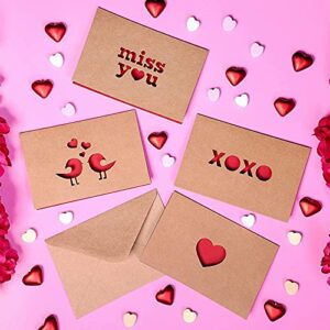 Romantic Die Cut Greeting Cards with Envelopes for Valentine's, Anniversaries (4 x 6 In, 12 Pack)