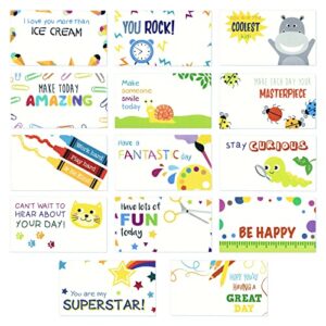 60-Pack Motivational Lunch Box Notes for Kids, Single-Sided Blank Inspirational Cards in 30 Designs, Cute, Encouraging Joke Cards for Lunchbox Essentials (2x3.5 in)