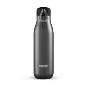 zoku gunmetal vacuum insulated stainless steel 25oz water bottle, 25-fluid ounces