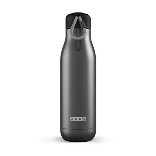 Zoku Gunmetal Vacuum Insulated Stainless Steel 25oz Water Bottle, 25-Fluid Ounces