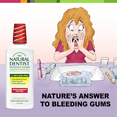 The Natural Dentist Healthy Gums Antigingivitis/Antiplaque Rinse; Adults 12 & Up; Gingivitis Mouthwash for Bleeding Gums, Safe for Chemo Patients; Aloe Vera; Alcohol-free; Three 16.9 fl oz bottles