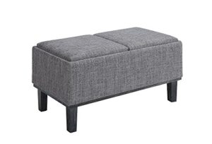 convenience concepts designs4comfort brentwood storage ottoman, gray fabric