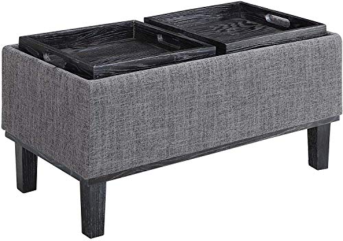 Convenience Concepts Designs4Comfort Brentwood Storage Ottoman, Gray Fabric